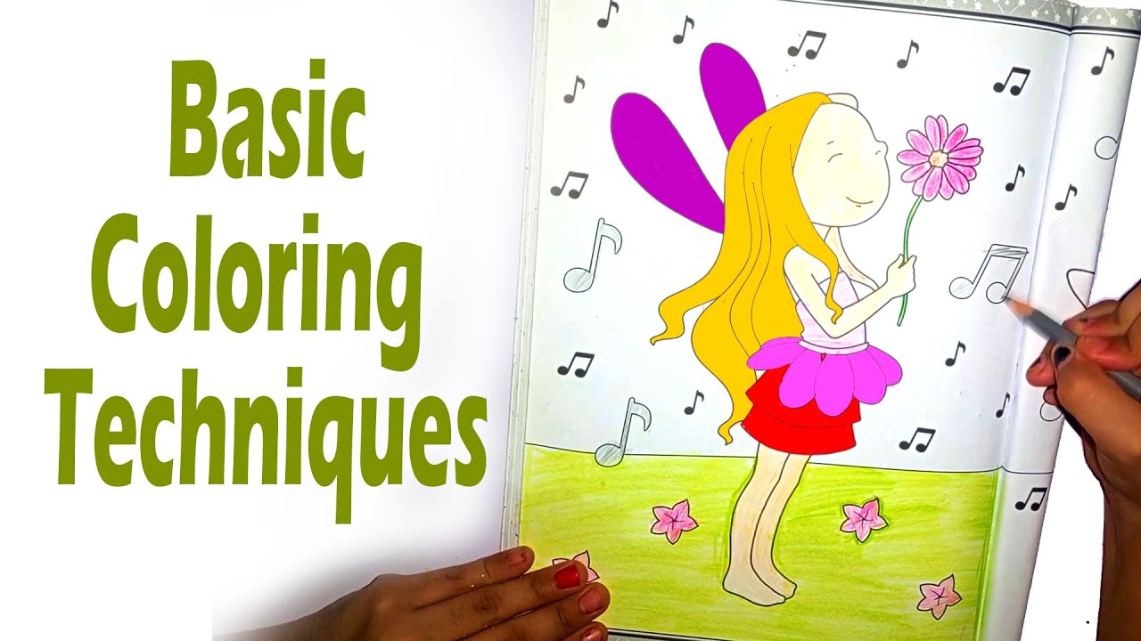 basic coloring techniques | how to coloring |Coloring Flower and Girl ...