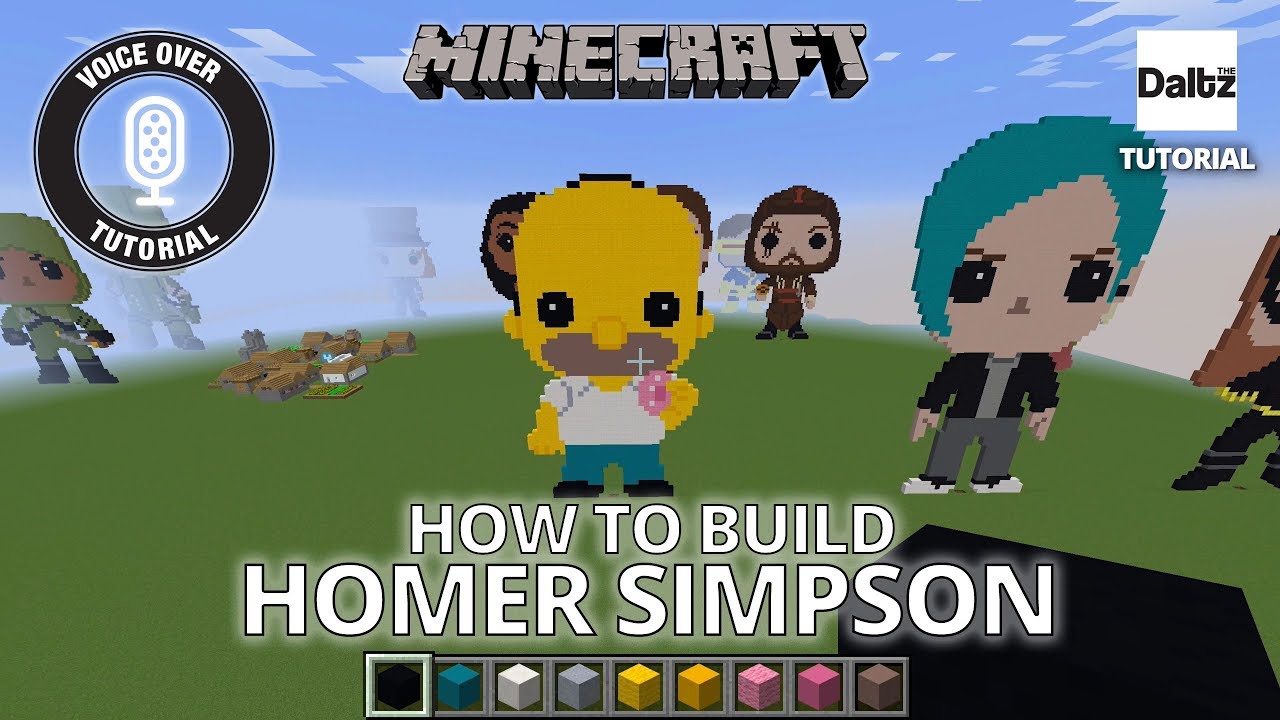 Minecraft Pixel Art - Homer Simpson - Build Tutorial - YouTube