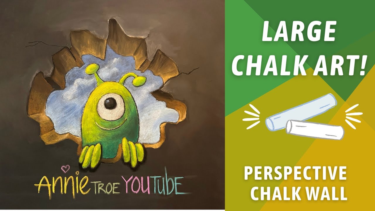 FUN Chalk wall ART! Perspective Chalk Art Time lapse! By: Annie Troe ...