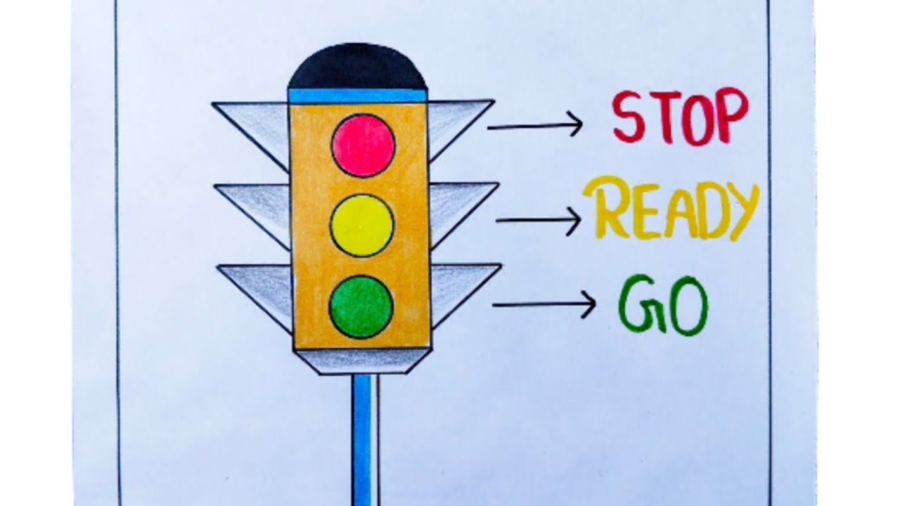 How to draw traffic light | National light drawing | road safety light ...