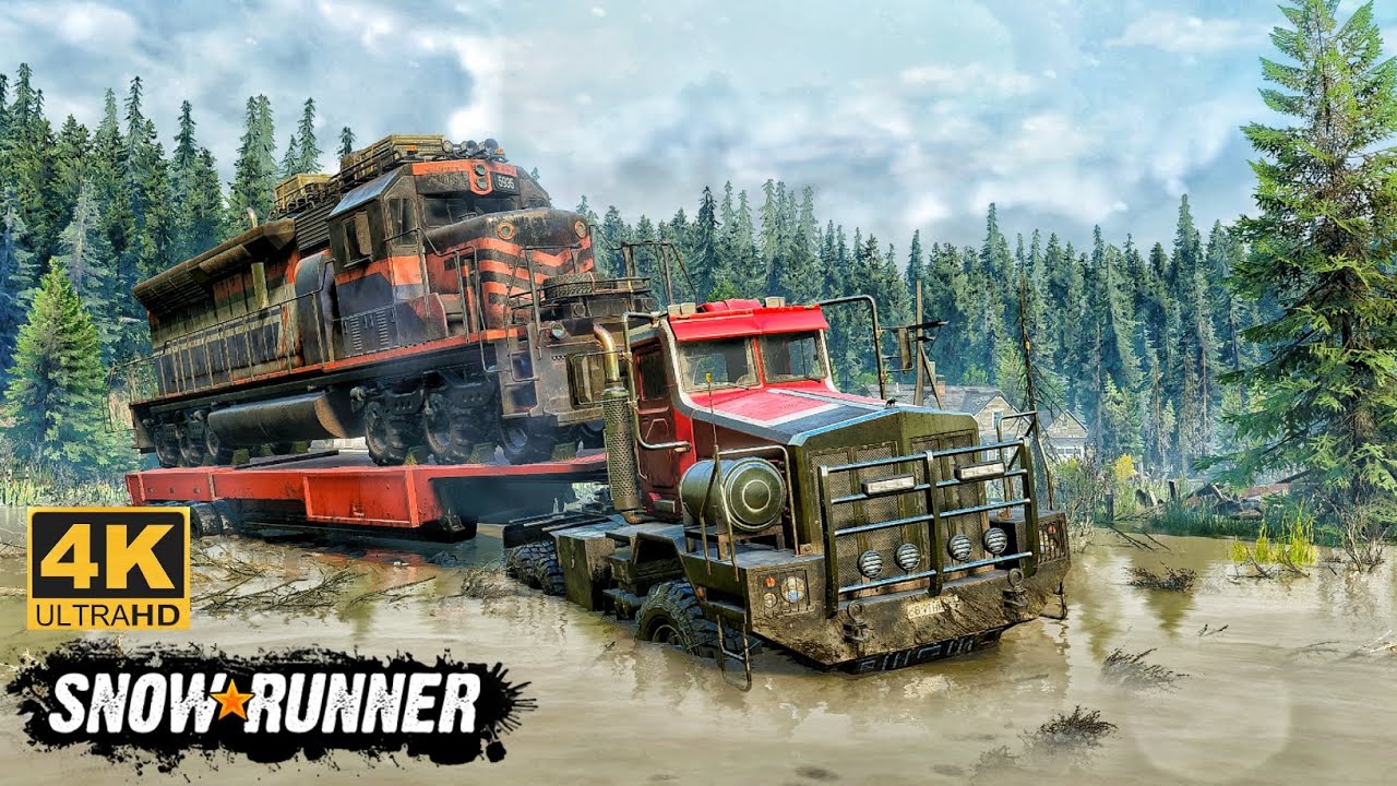 BOAR Offroad Truck Towing a Train on Mudding Road In SnowRunner Season ...