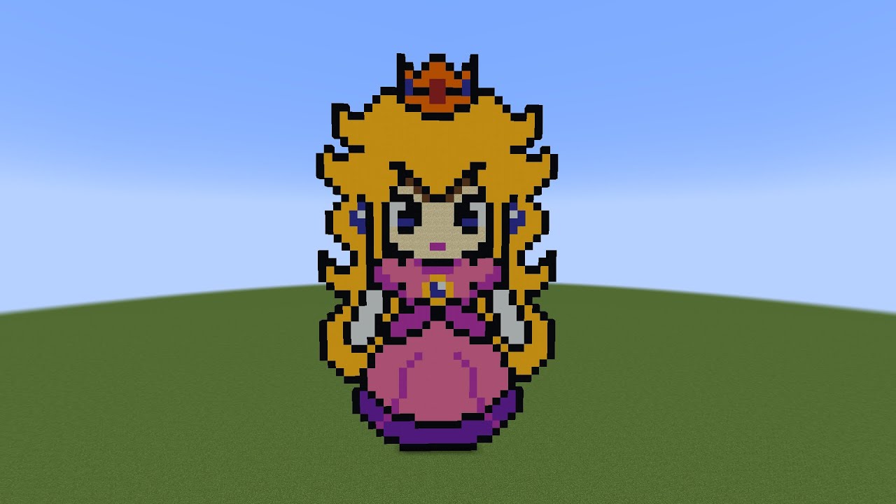 Princess Peach - Minecraft Pixel Art - YouTube