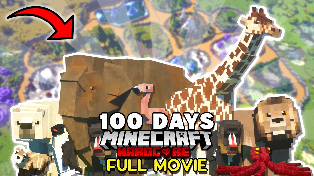 I Spent 100 DAYS Building a ZOO In Hardcore MINECRAFT | Full Movie ...