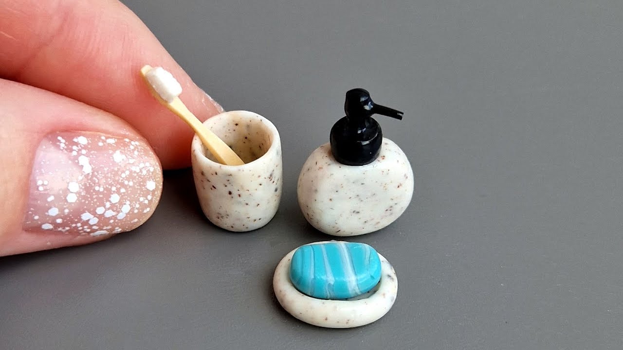 Miniature bathroom items🧼🪥🛁Polymer clay\DIY\Tutorial\Fimo Botanical ...