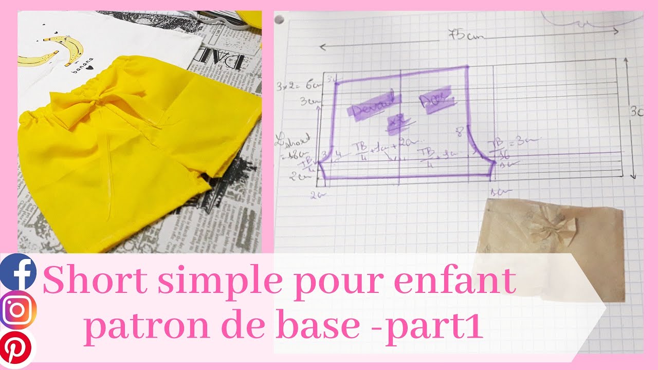 Patron de short pour enfant - patron de base - YouTube
