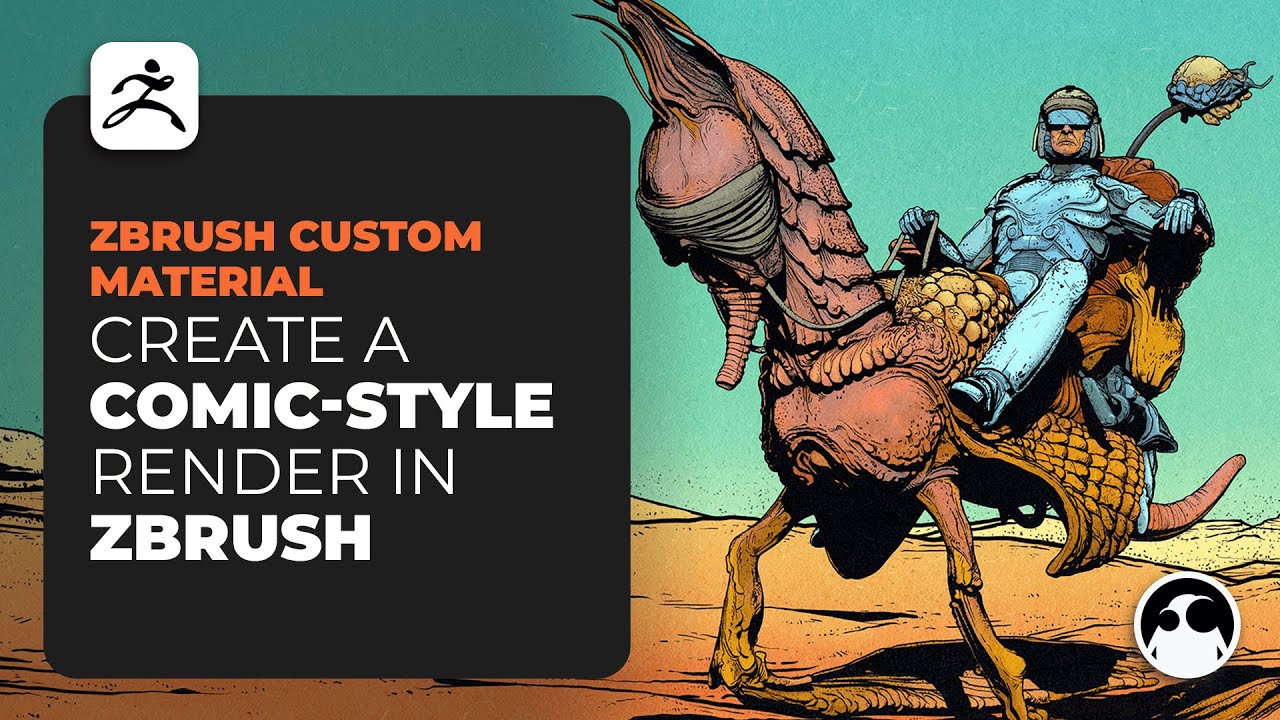 Create a comic-style render in ZBrush with a custom material - YouTube