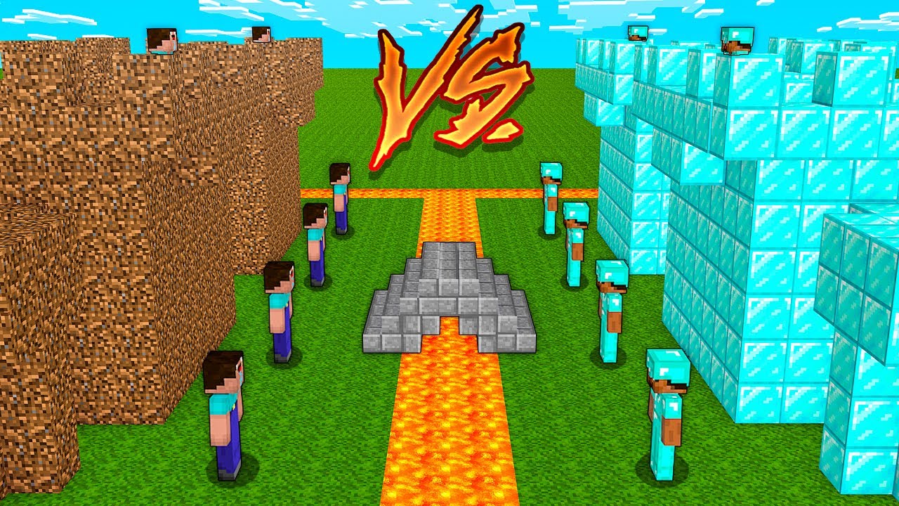 Minecraft NOOB vs PRO: CASTLE WAT BATTLE DIAMOND VS DIRT! 100% TROLLING ...