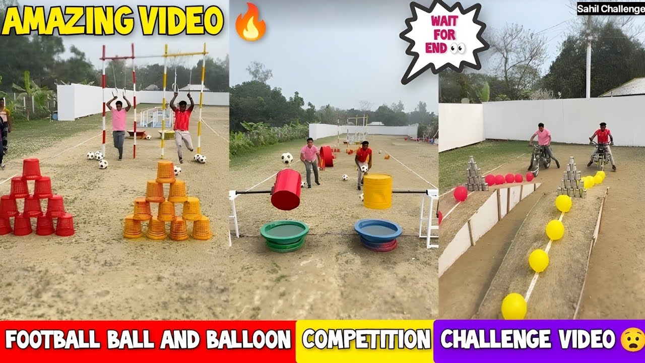 Football Ball And Balloon Competition Challenge Video 😧 || Amazing 🔥 ...