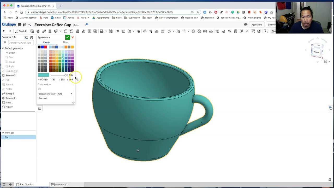 Onshape Exercise: Coffee Cup - YouTube