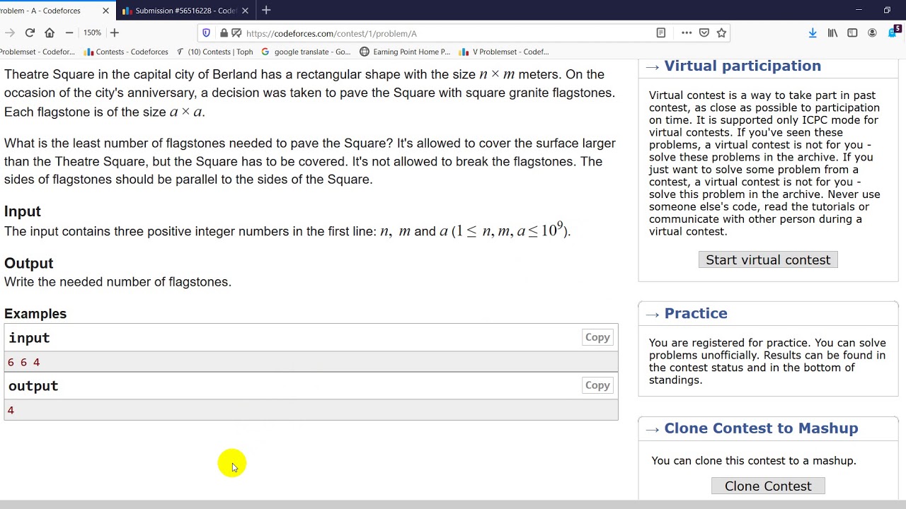 1a Theatre Square Codeforces Problem In Bangla Youtube