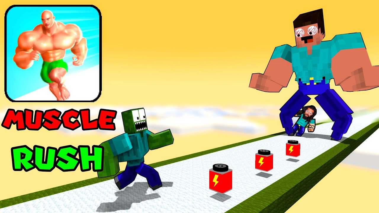 Minecraft Mobs : MUSCLE RUSH RUN CHALLENGE - Minecraft Animation - YouTube