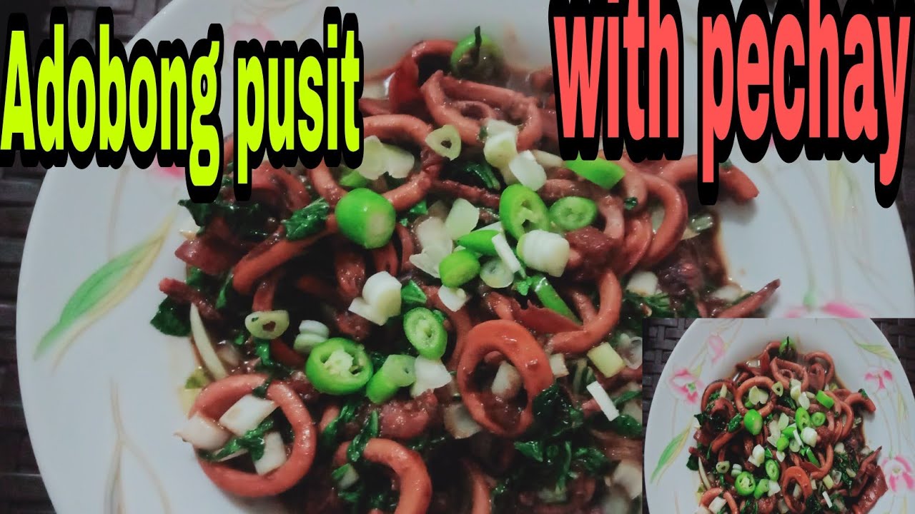 ADOBONG PUSIT WITH PECHAY. simple cook resipi. my recipe. - YouTube