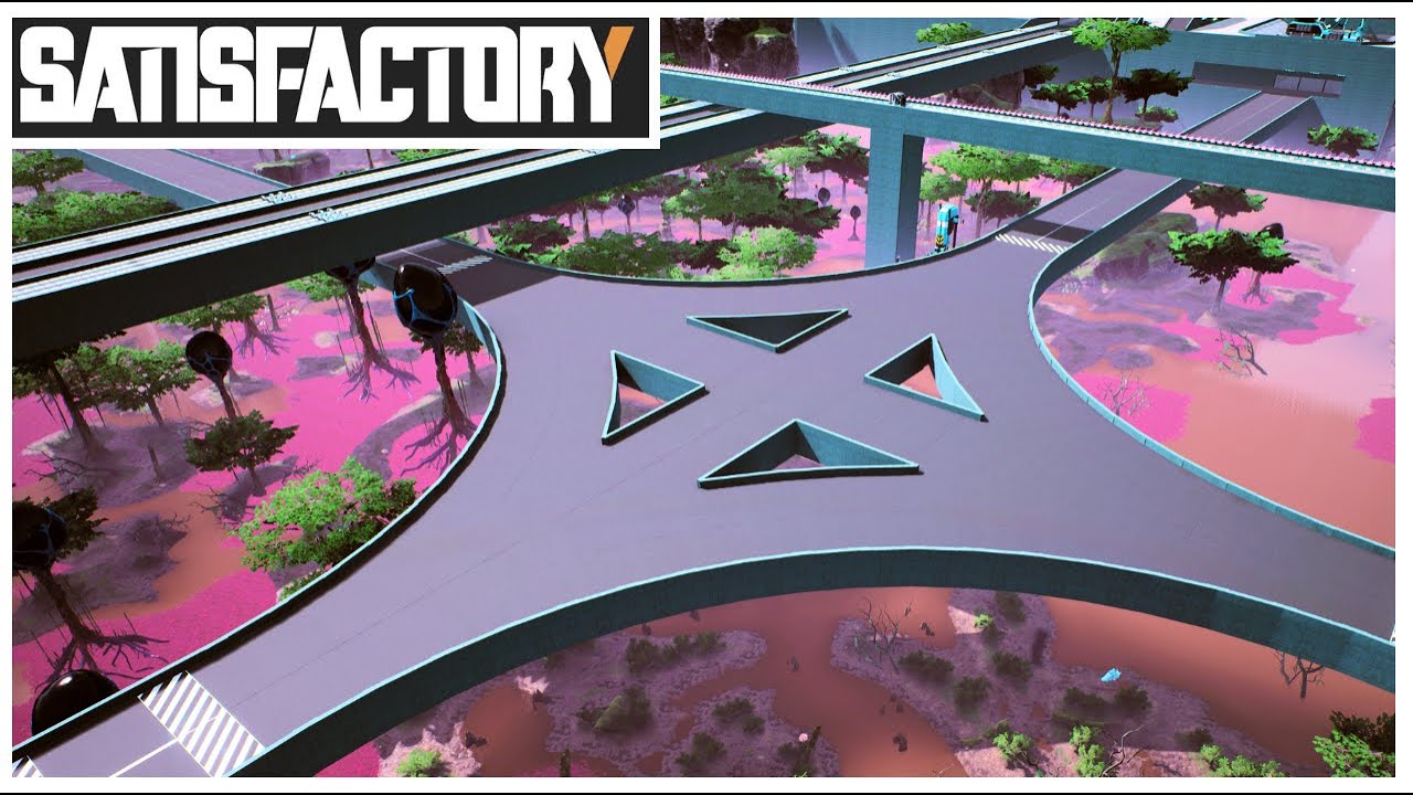 Building A Four Point Cross-over Junction - Satisfactory - YouTube