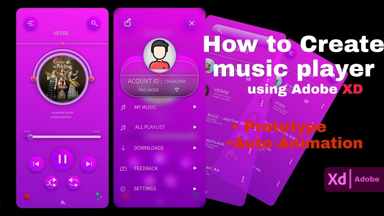 HOW to create Music Player using Adobe Xd. | • Use of auto-animation ...