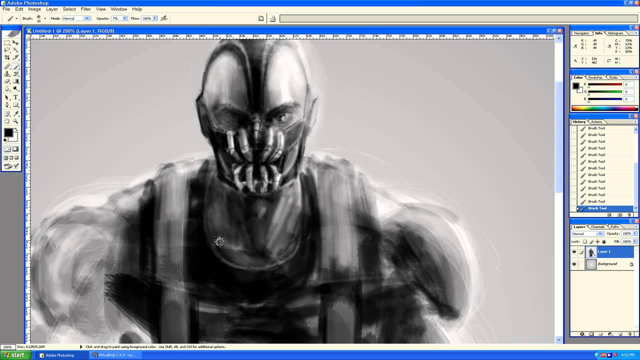 Bane Dark Knight Rises Speed Painting 1 Hour Sketch Drawing - YouTube