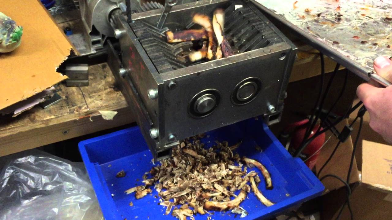 Shredder eating pig rib bones - YouTube