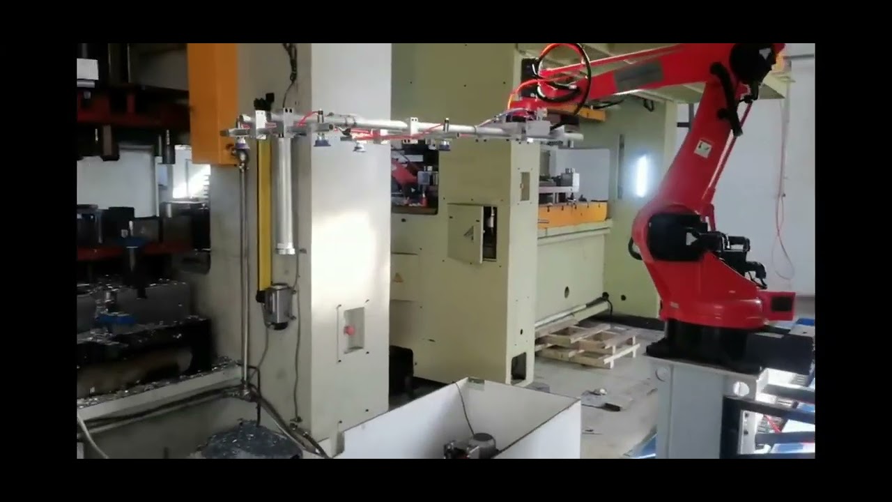 4 axis stamping robot application - YouTube