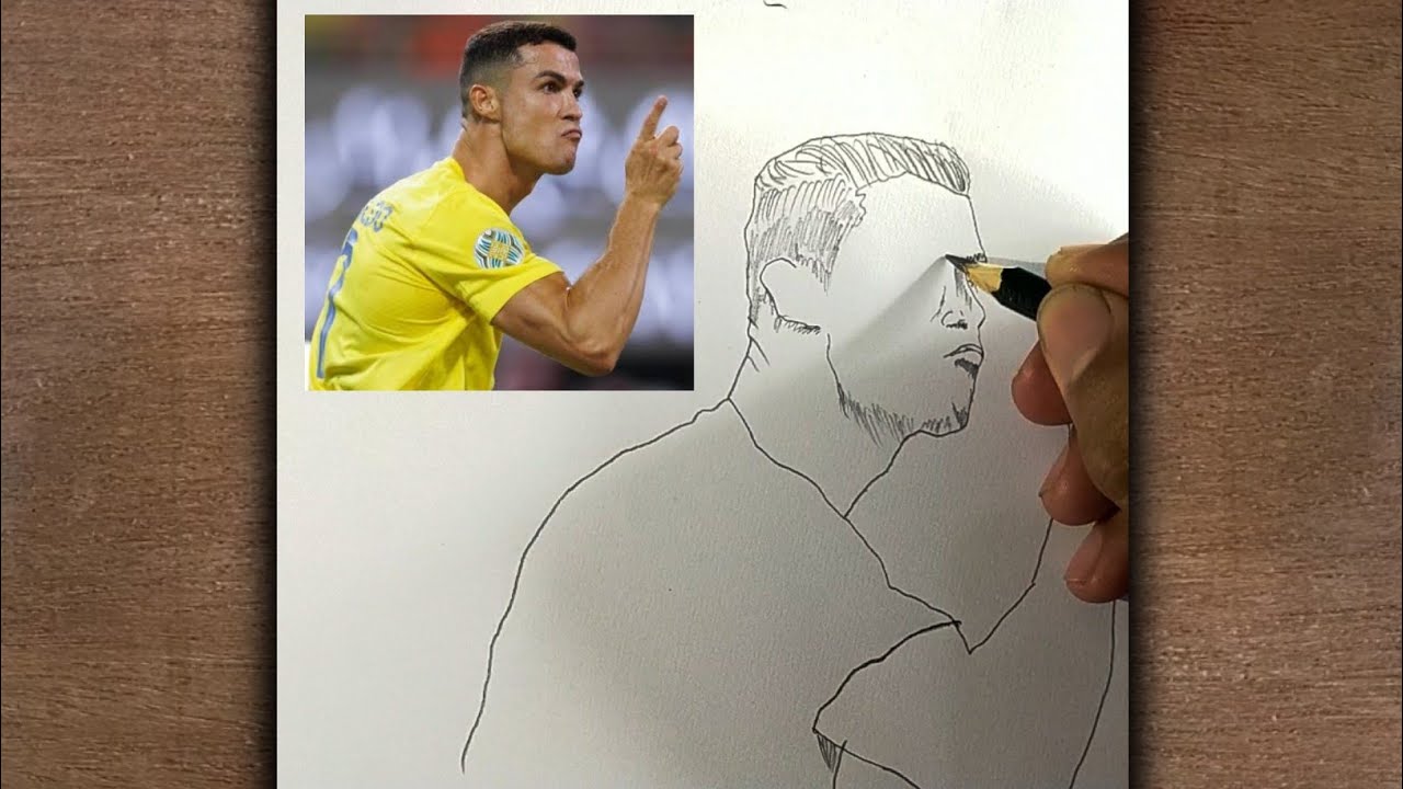 Drawing a sketch of Cristiano Ronaldo's face - C.Ronaldo proof ...