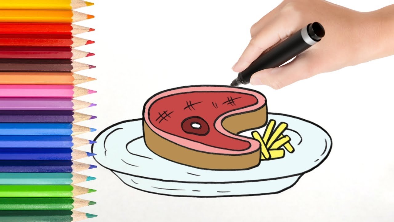 How to draw steak - YouTube