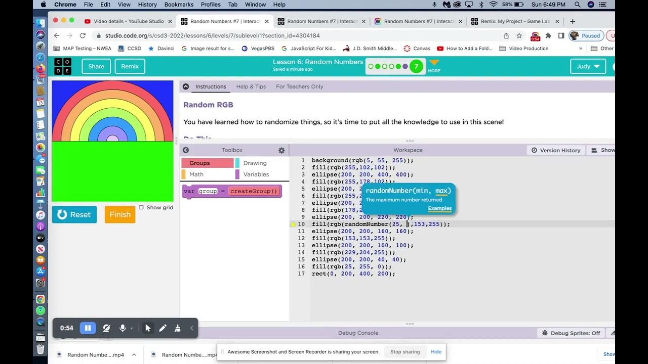 Code org Lesson 6 Level 7 Unit 3 Discoveries - YouTube