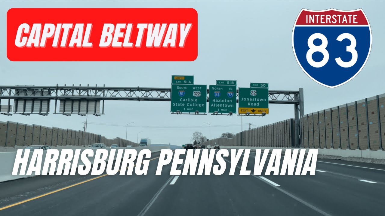 Interstate 83 Northbound Harrisburg Pennsylvania 4K Highway Drive