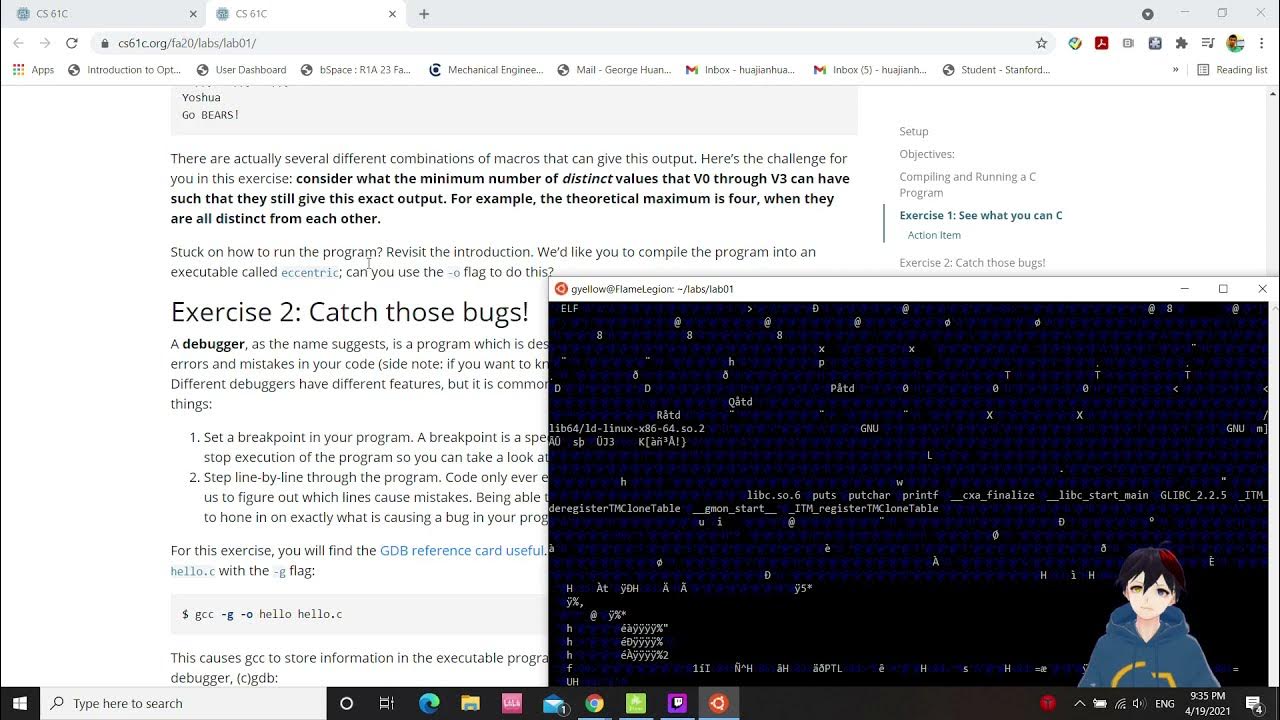 Playing with GDB and Valgrind, Lab01, CS61C, UC Berkeley, [Study stream live] - YouTube