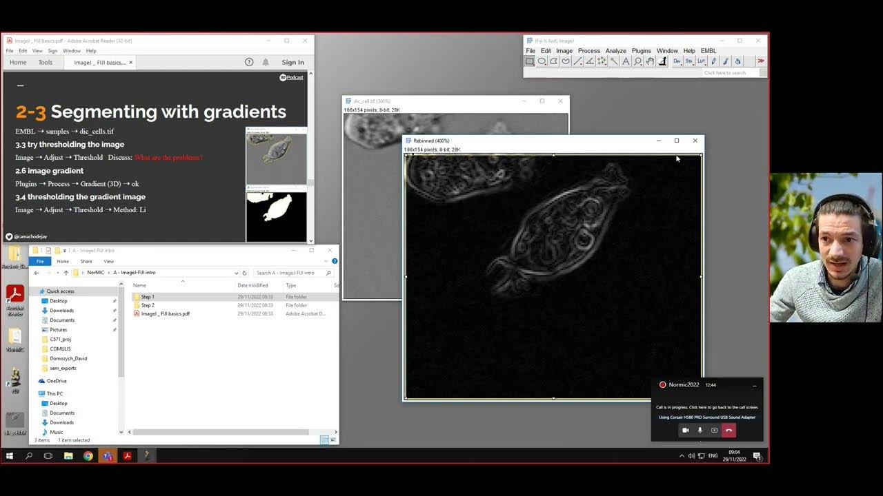 FIJI ImageJ segmentation via gradients Normic2022 - YouTube