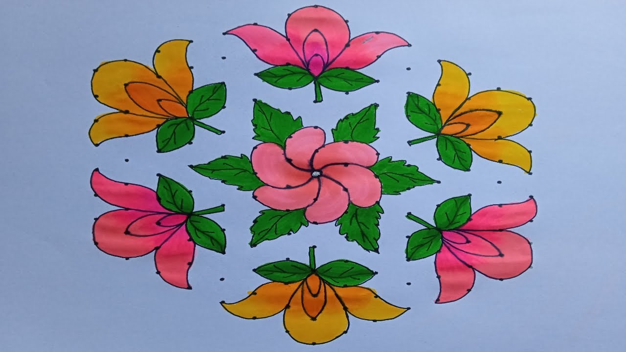 Simple Dots Rangoli Design | Easy Rangoli | 15-8 Dots Rangoli Design ...