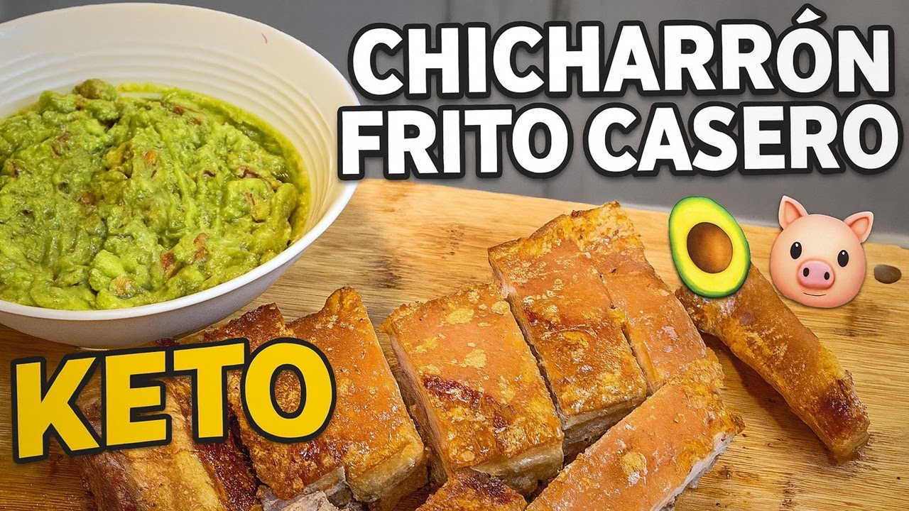 CHICHARRÓN FRITO CASERO con GUACAMOLE KETO 🥑🐷 | Crujiente, fácil y sin ...