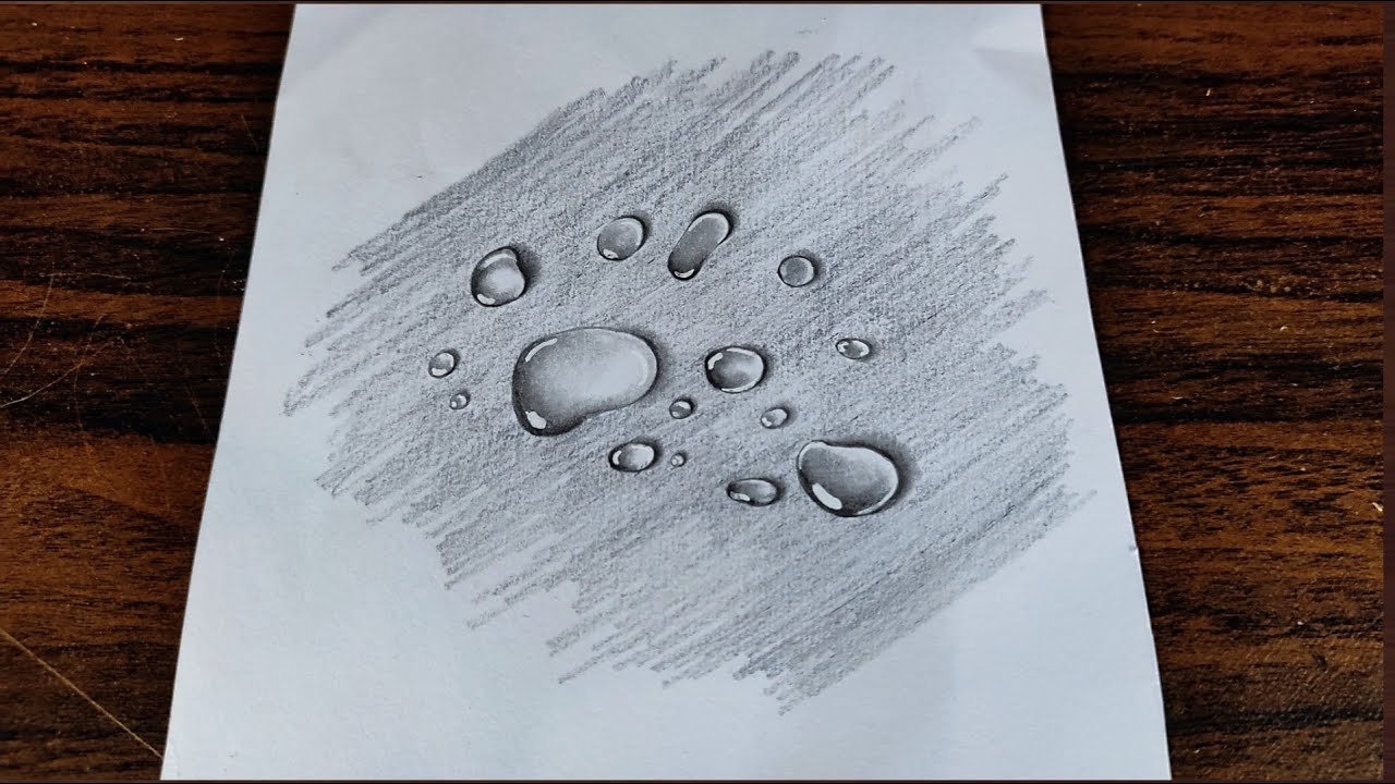Realistic water drop on paper //3d drawing//step by step// very easy ...
