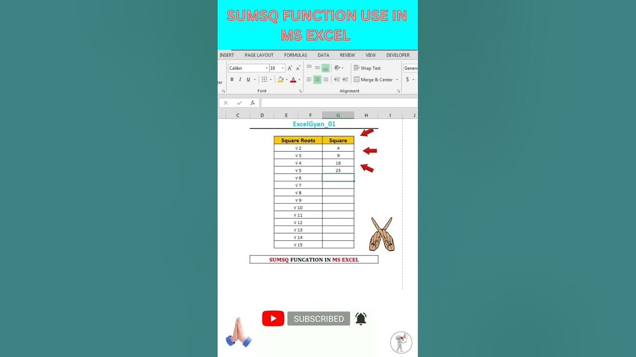 Sumsq Function Use In Ms Excel Excelgyan01 Reels Viral Shorts Excel Msexcel Exceltips