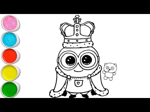 Cute Mega minion Dave Drawing for kids, Painting & Coloring for kids ...