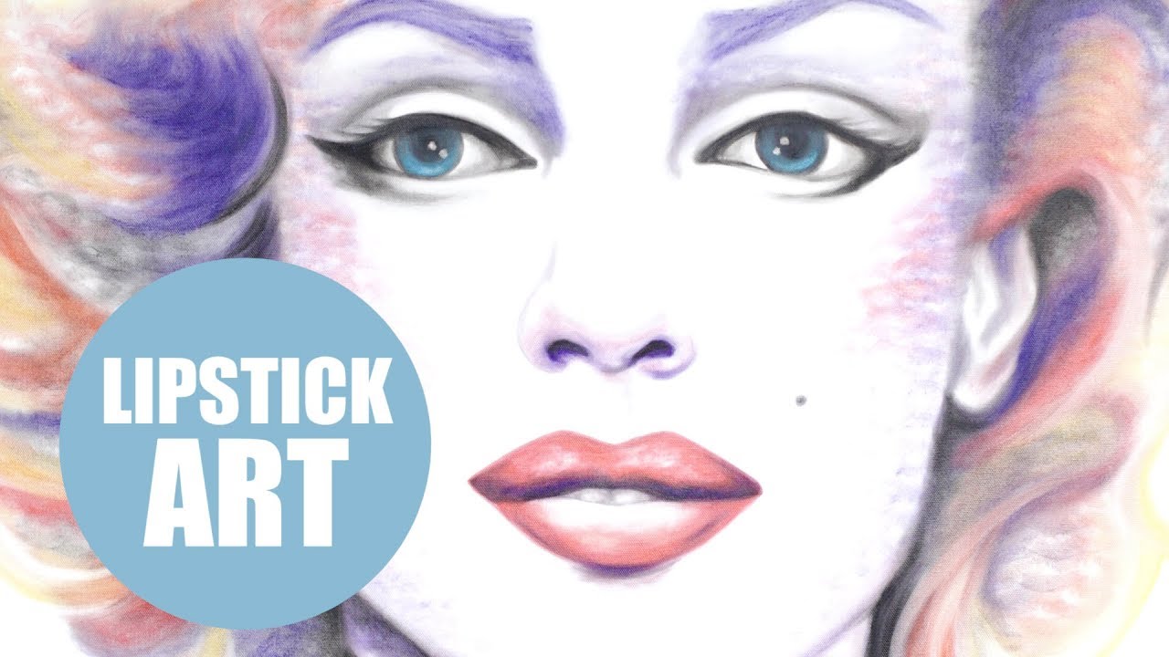 Woman uses lipstick and kisses her art to create iconic images in a ...