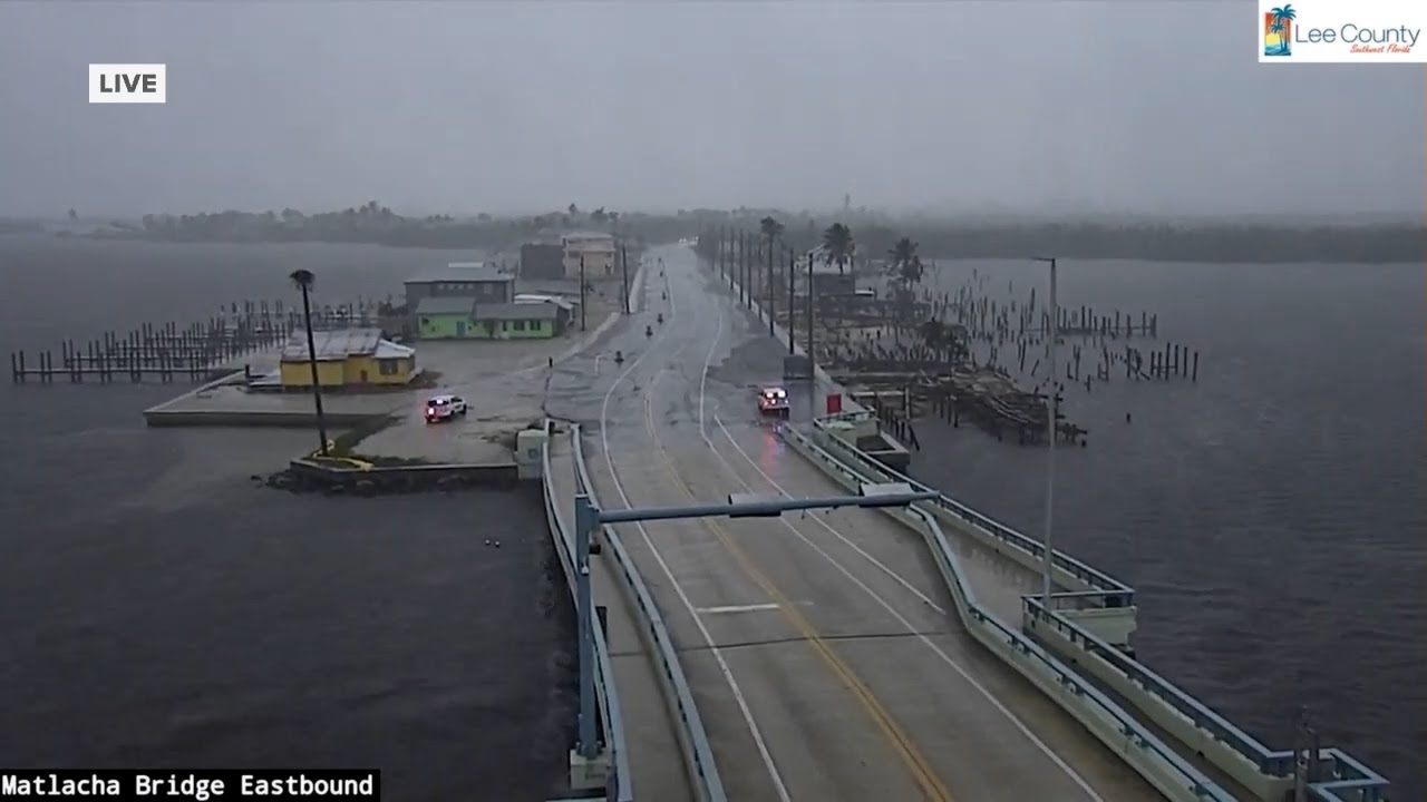 Hurricane Milton Tornado Crosses Bridge During Live Weather Report ...