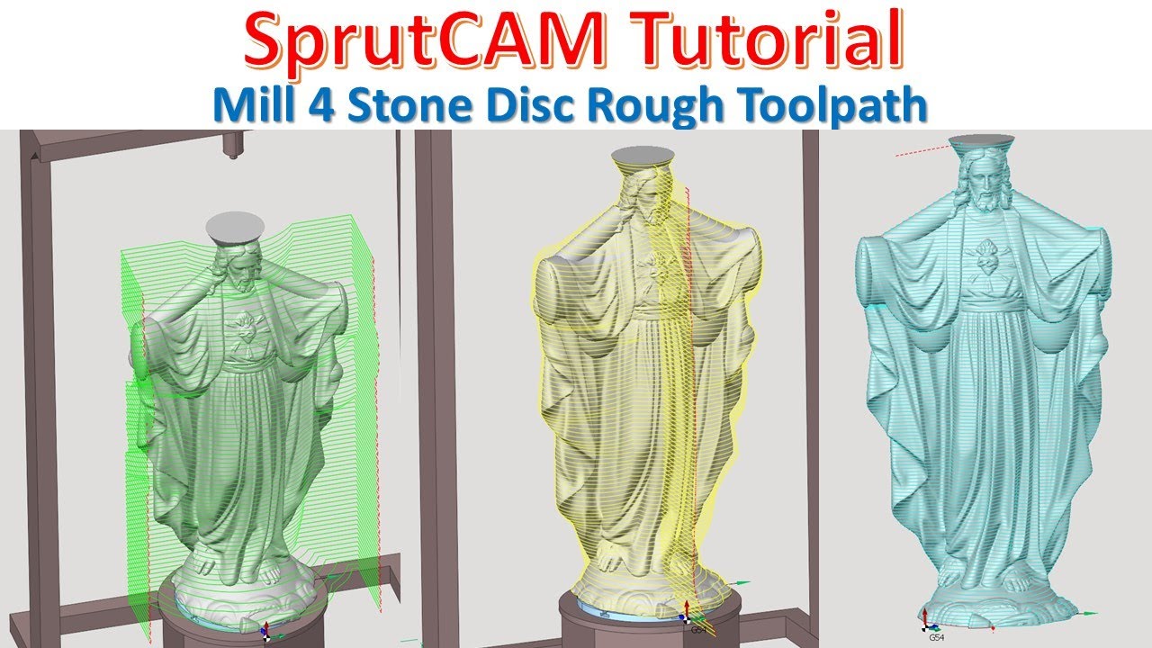 SprutCAM Tutorial #75 | Mill 4 axis Disc Rough Stone Toolpath - YouTube