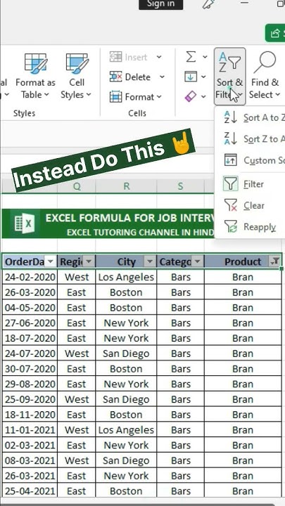 Filter Shortcut | Excel hacks | Excel tutoring | Excel for fresher | Excel formula for Job # ...