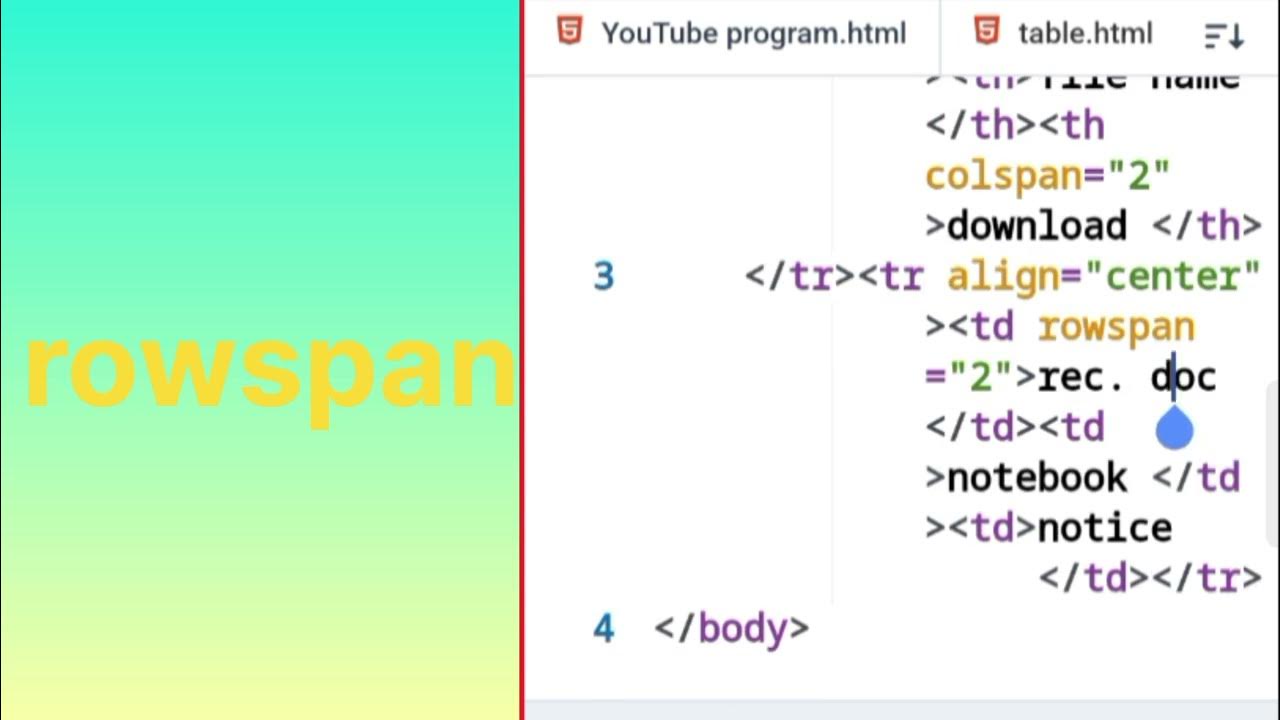 html coding laesan 9 rowspan colspan align center in html @khanjicoding62 - YouTube