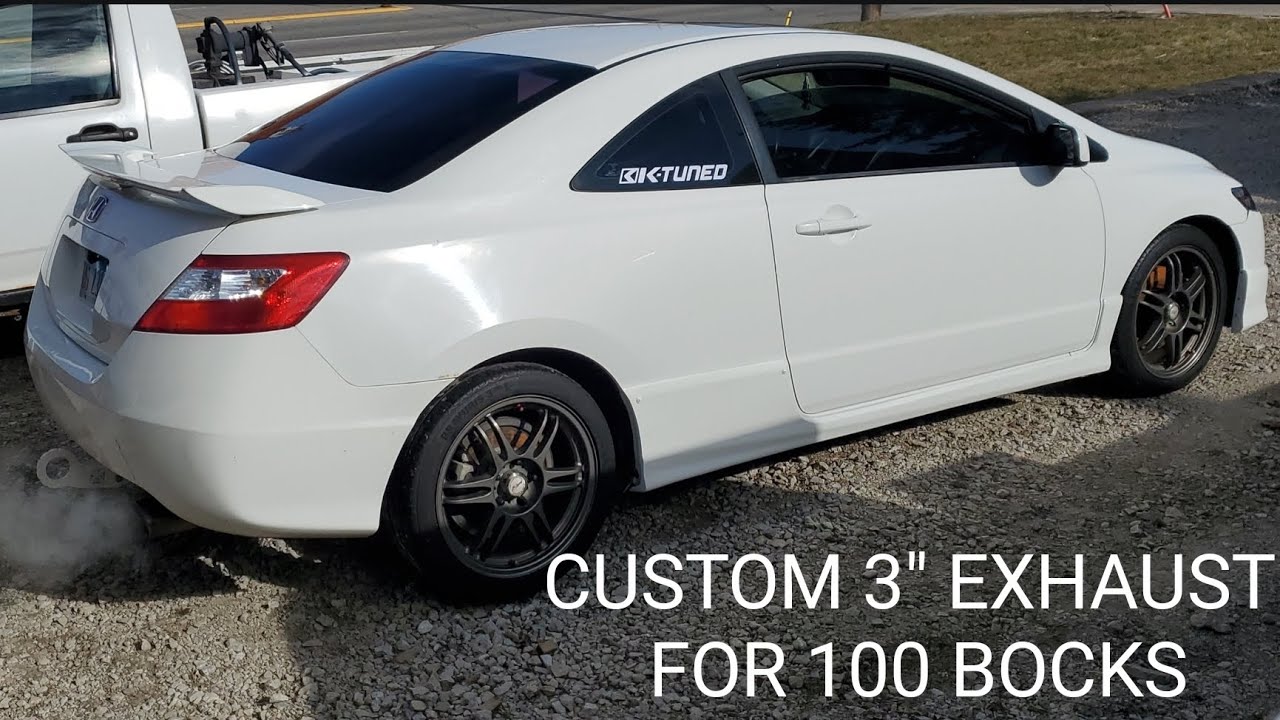 Custom 3" exhaust on 2007 honda civic Si - YouTube