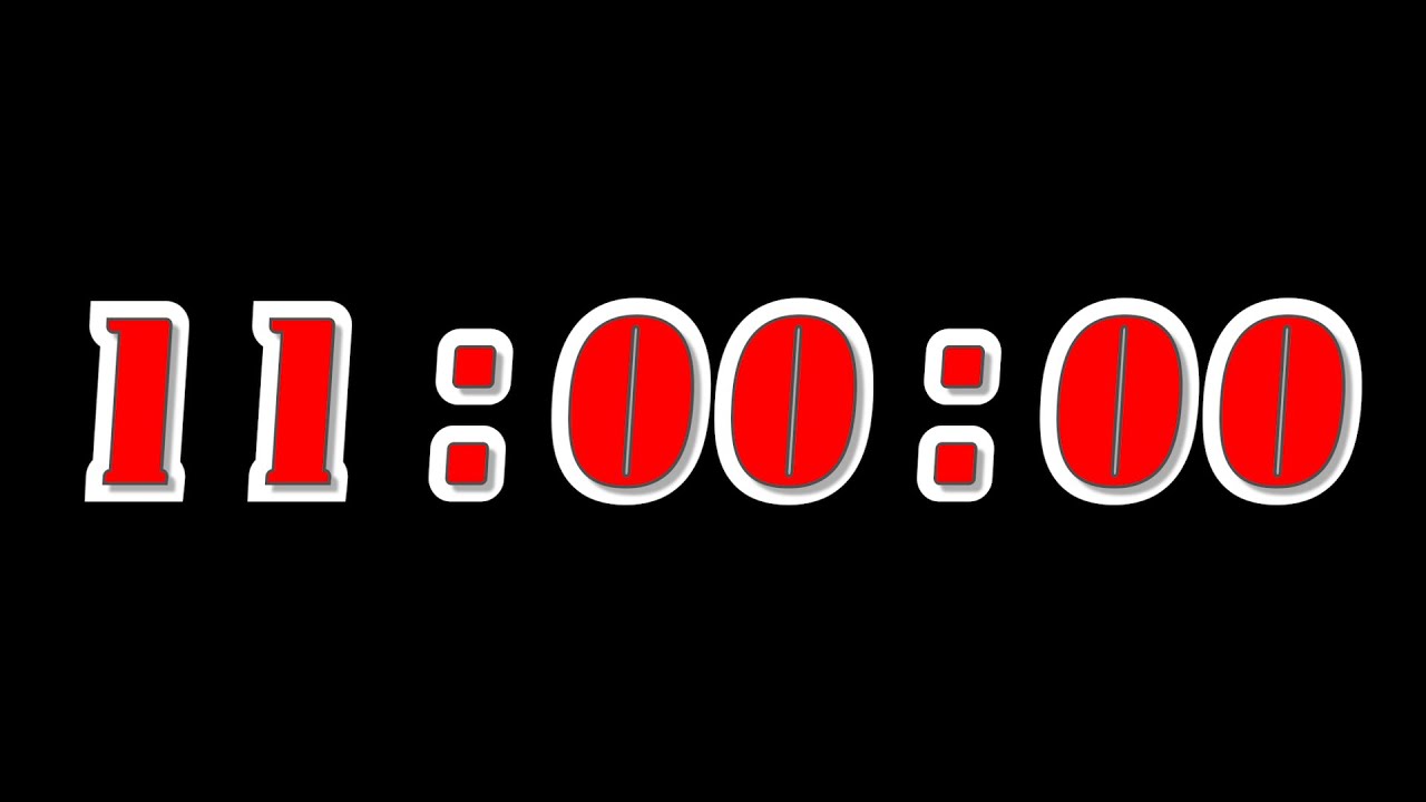 11 Hours Countdown Timer With Alarm And Time Markers Chapters Red