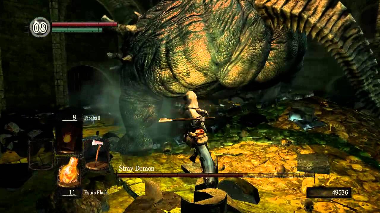 Dark Souls - Stray Demon (level 1 Pyromancer) - YouTube