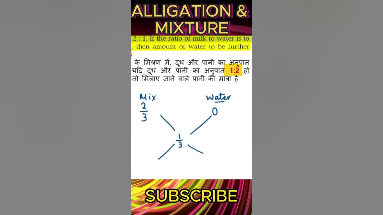 Alligations and Mixtures Tricks Concept | Questions #ssc #cgl #shorts - YouTube