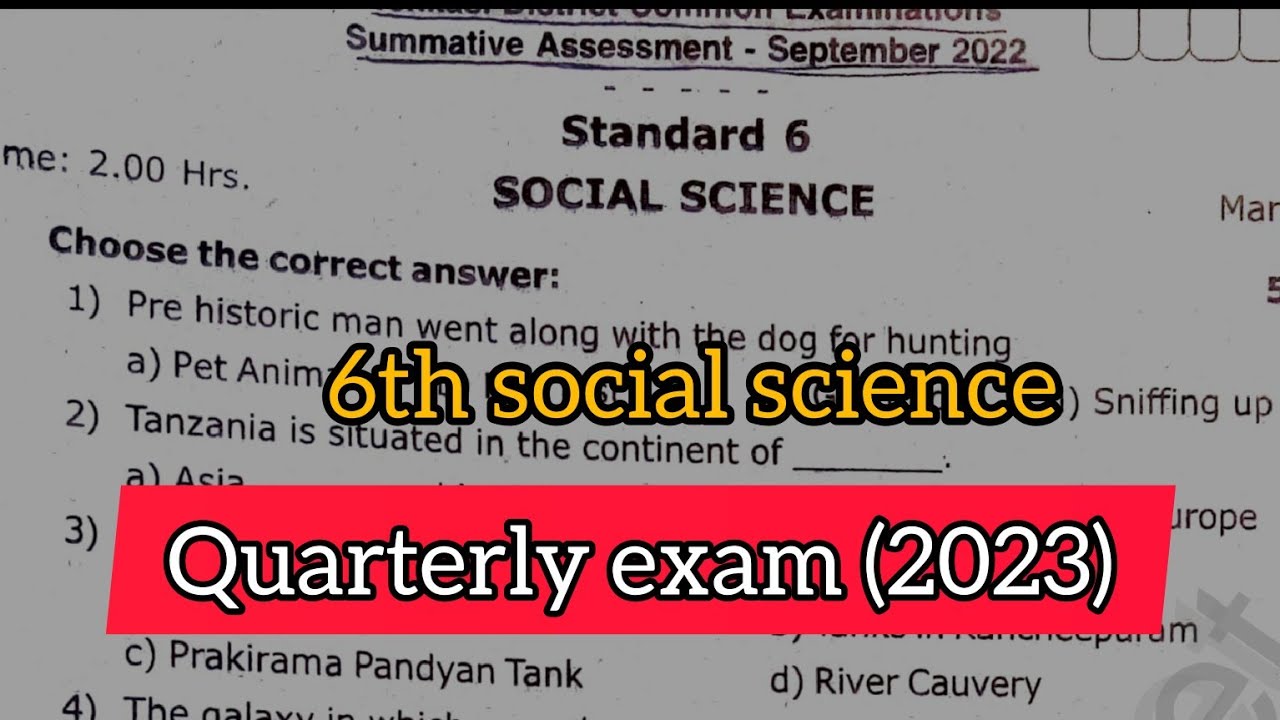 6th social science Quarterly Exam 2023 | Model question paper 2023 ...