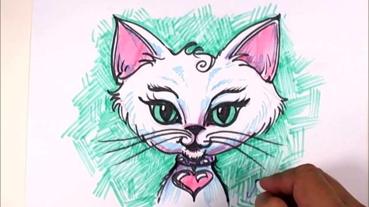 Fantasy Cat Drawing Lesson - Draw an exotic kitten face! - MAT - YouTube