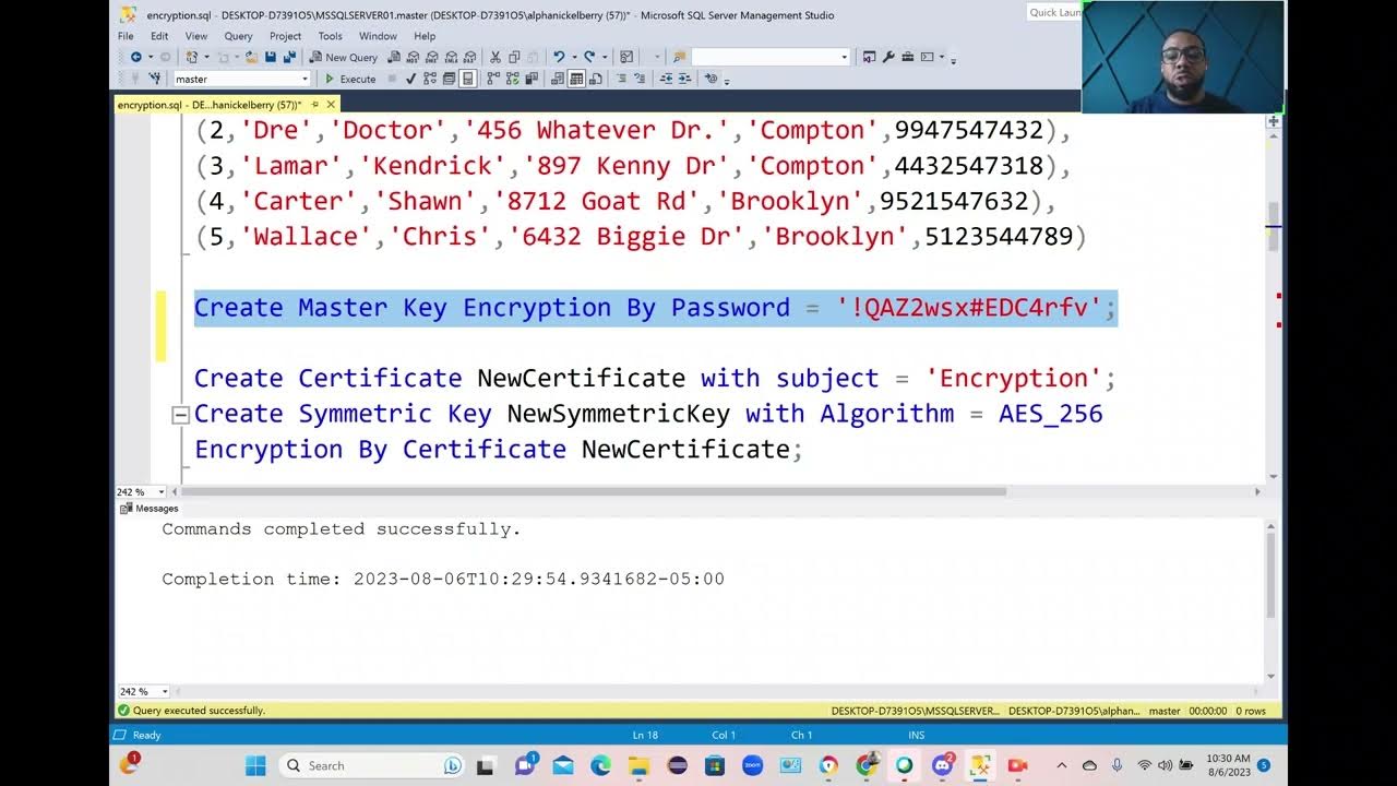 Encrypting Data In Sql Server Youtube