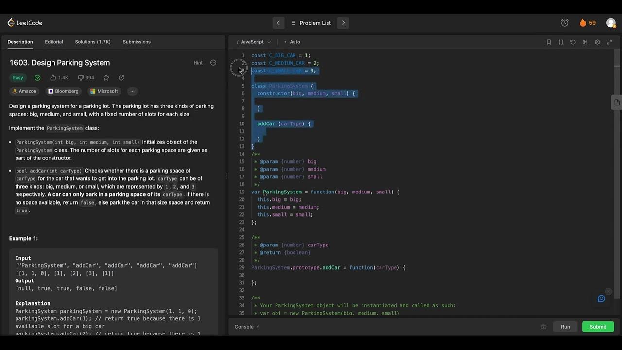 Leetcode 1603 Design Parking System Вирішуємо літкод Українською Js Youtube