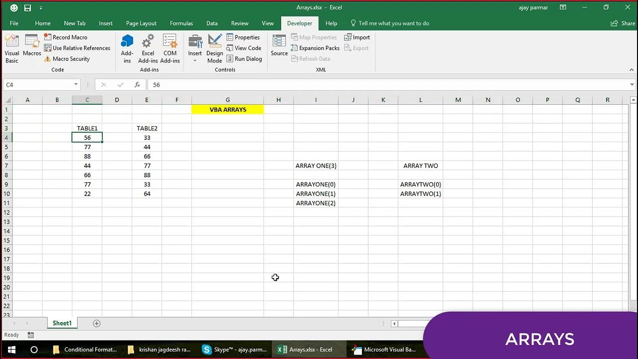 Vba Arrays Lecture1 Chapter6 Hindi Language Youtube