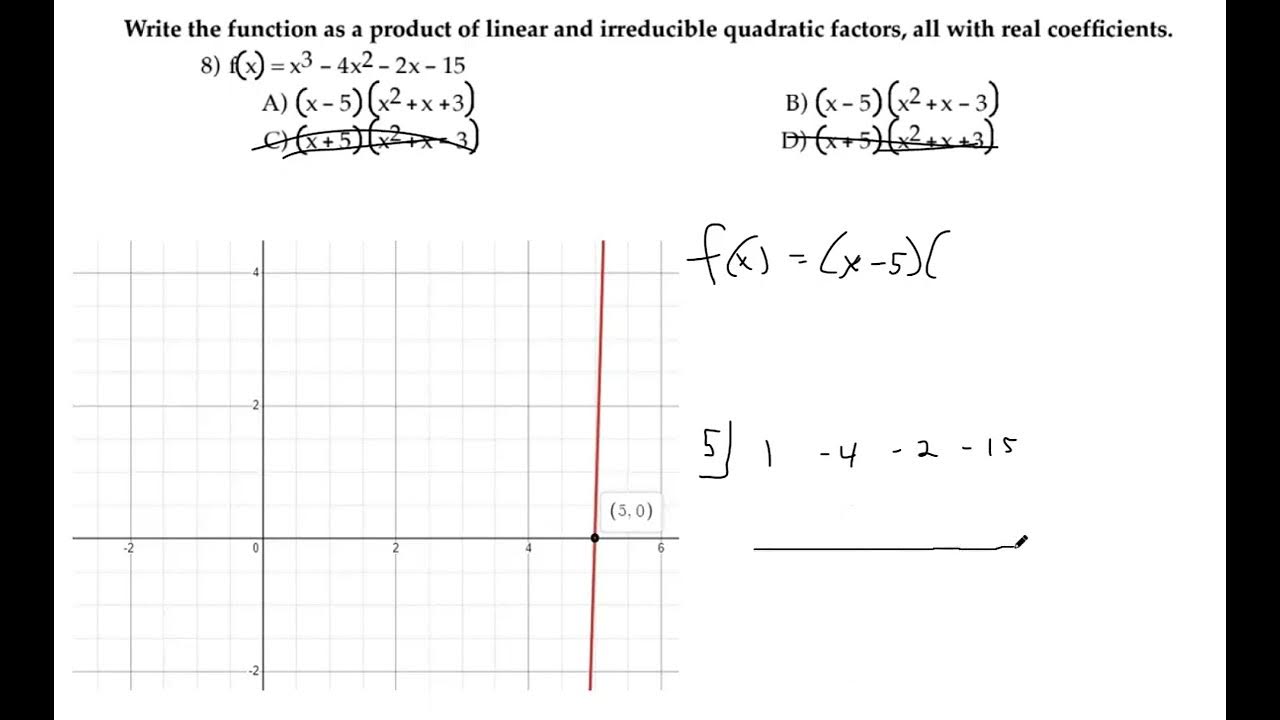 Write as a product of linear and irreducible quadratic factors - YouTube