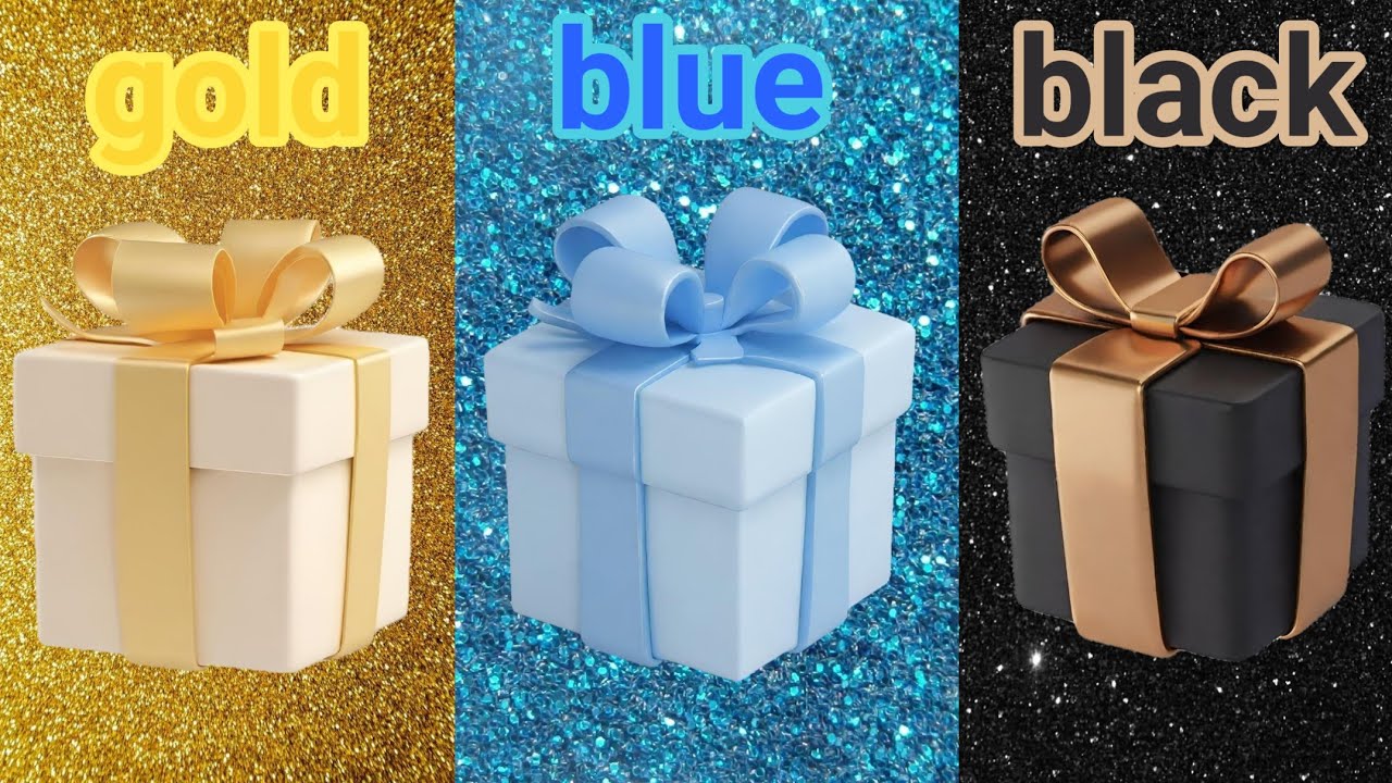 choose your gift 🎁 gold vs blue vs black // 3 gift box challenge ...