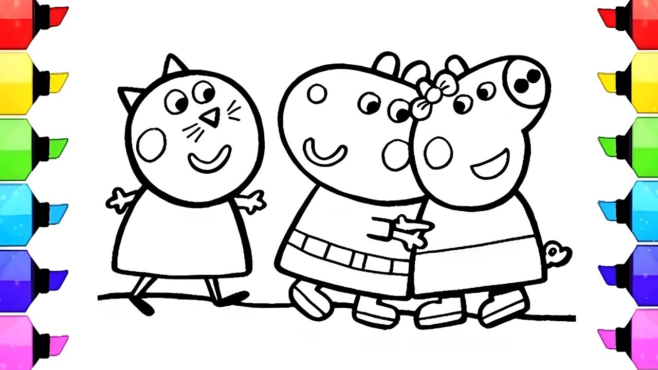 Peppa, Candy and Suzy Friends Forever Drawing and Coloring | Peppa Pig ...