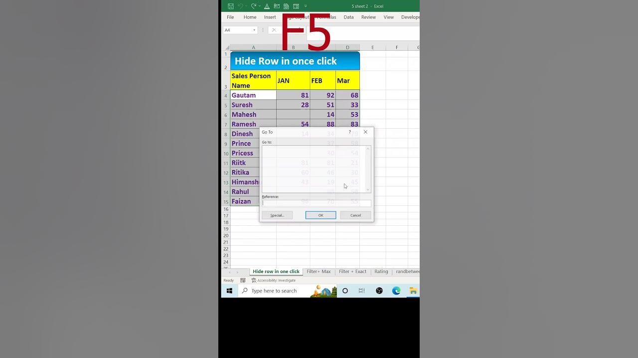 Auto Hide Row in excel 🔥| #excel #microsoft #exceltutorial #shorts #exceltips - YouTube
